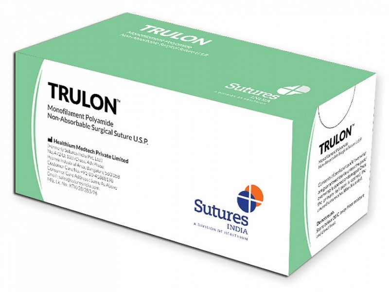 Suture not abs. trulon 3/0 gauge, 3/8 curve, 24 mm needle - 45 cm ...