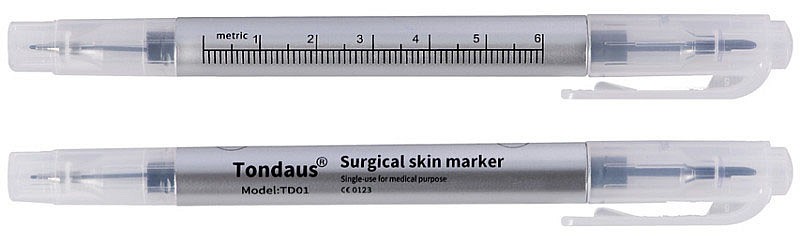 Dermatological pen - double tip 0.5 and 1.0 mm - sterile - pack. 100 pcs.